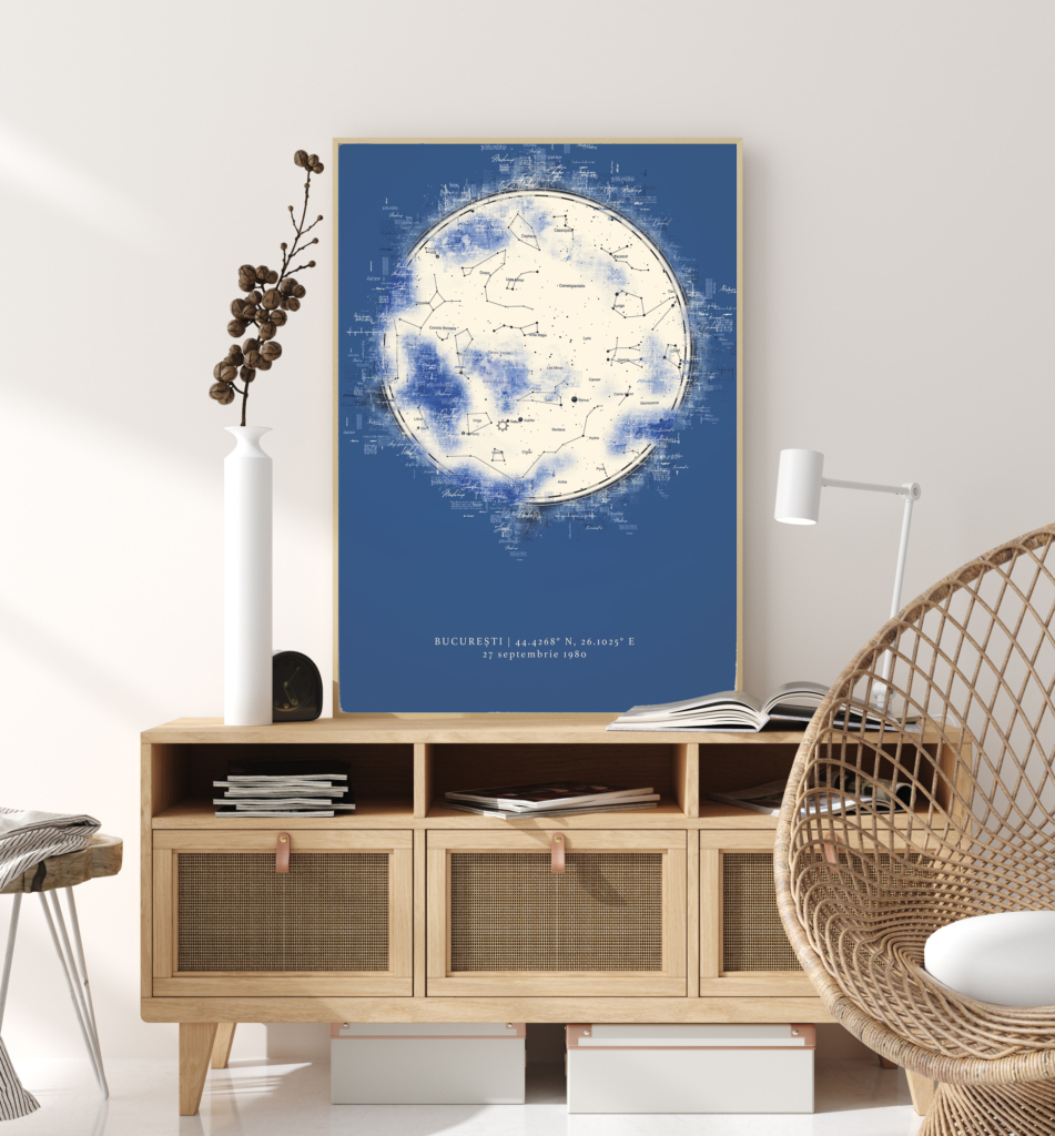 Vintage Sky Map Sketch Poster -Tablou personalizat harta stelelor
